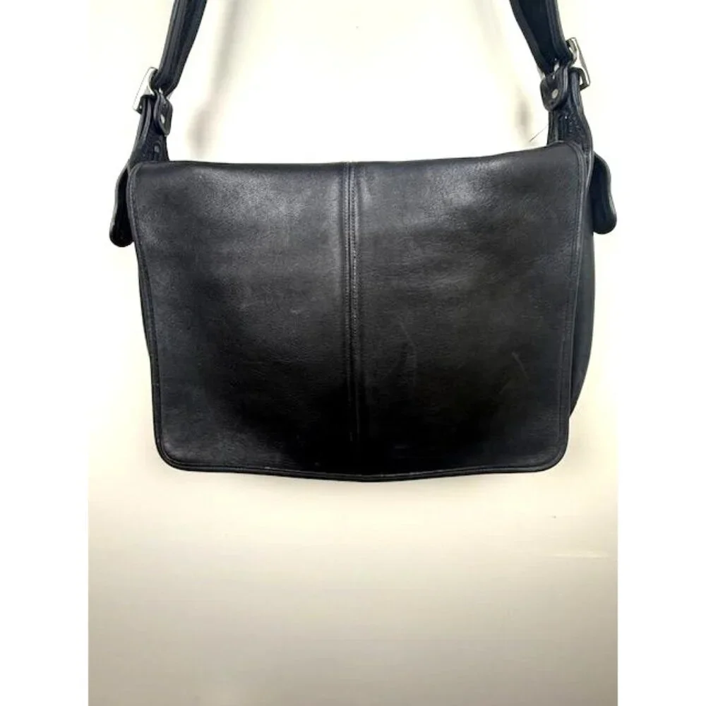 Coach | Bags | Vintage Coach Black Leather Legacy Full Flap Messenger ...